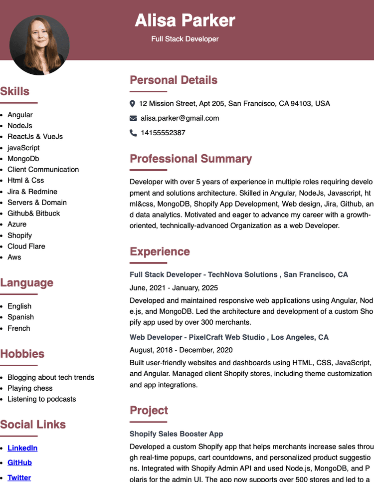Free Resume Builder | AI Resume & CV Maker · Resumeily